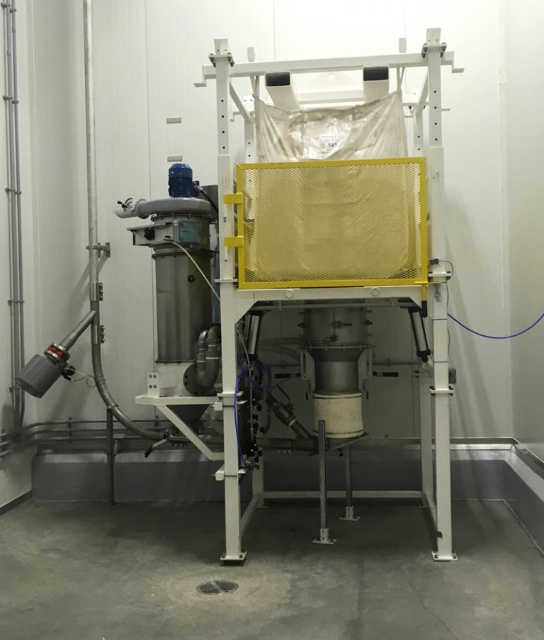 Bulk bag unloading station for handling diatomaceous earth - Con-V-Air